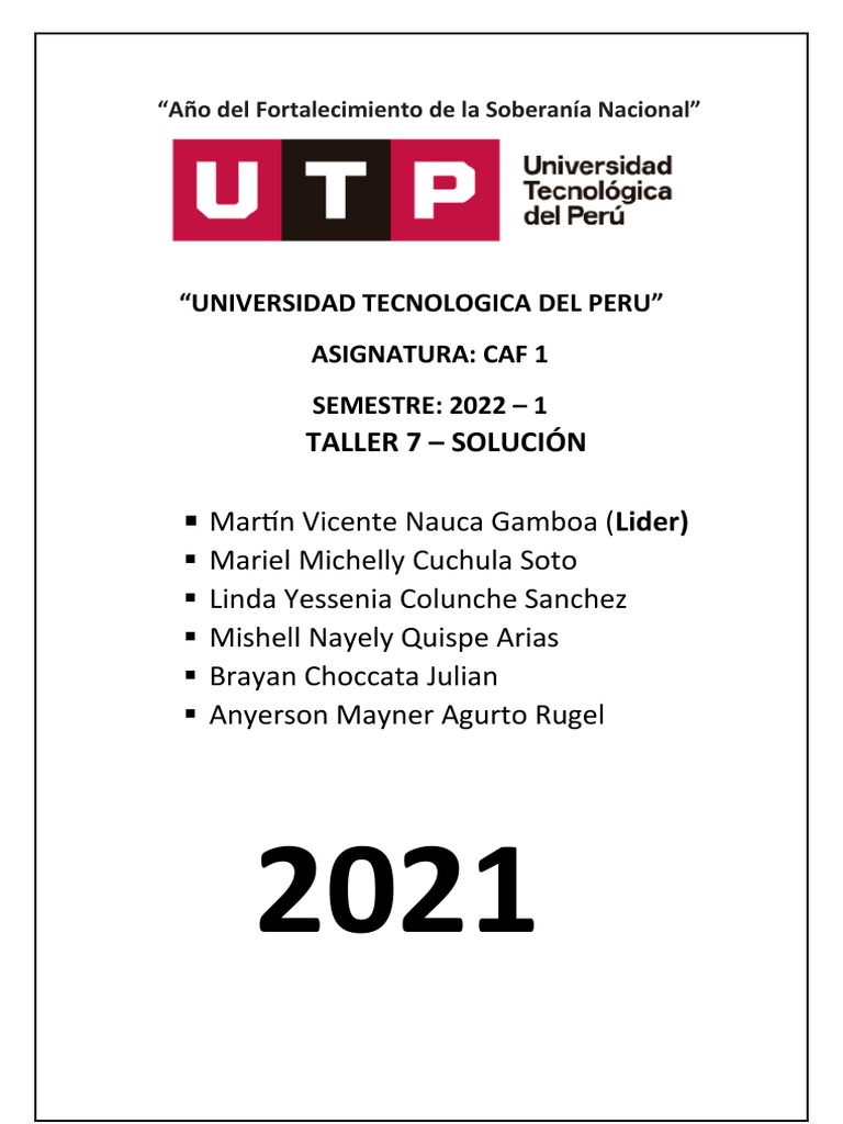 Taller 7 – Solución | PDF