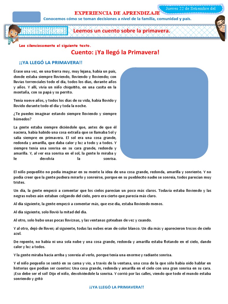 ¡Ya llegó la primavera! Cuento para niños | PDF