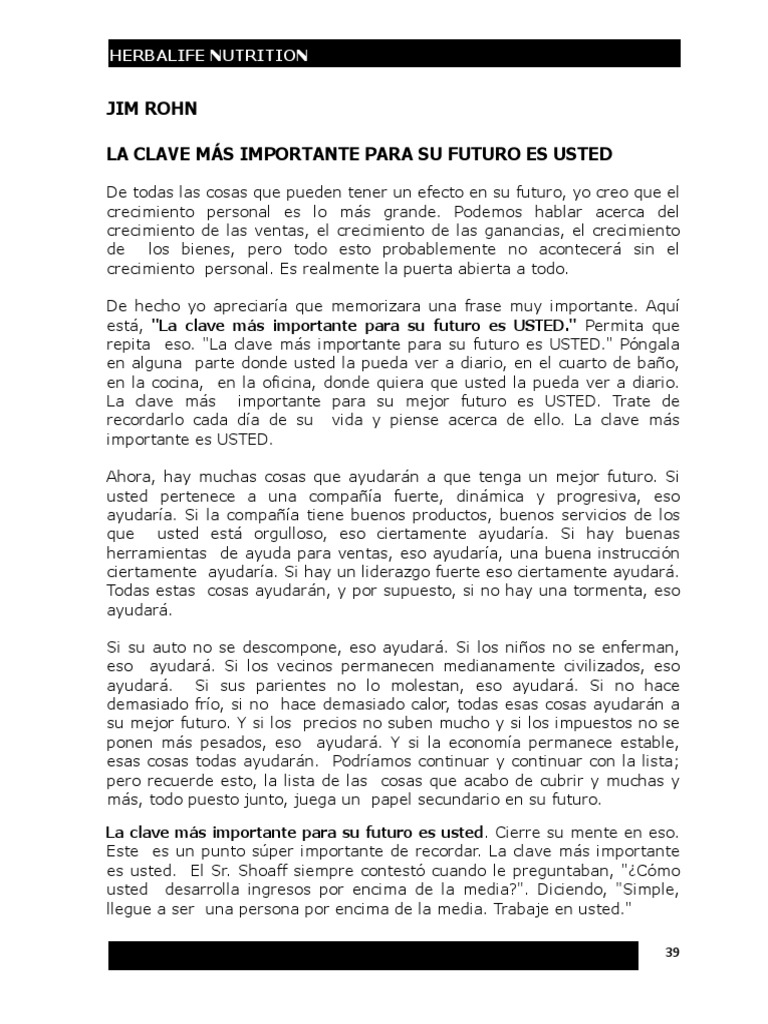 Filosofia de Jim Rohn-1 | PDF | Experiencia | Autoestima