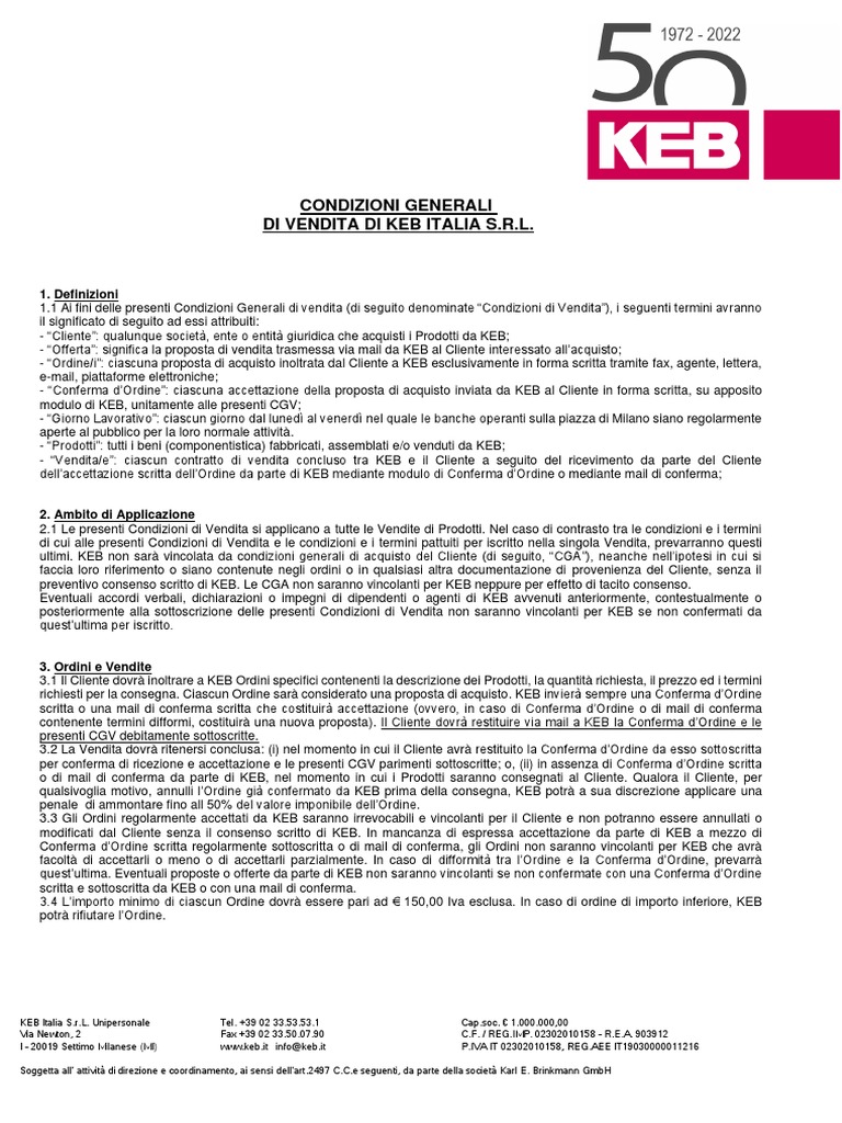 KEB Nuove CGV | PDF