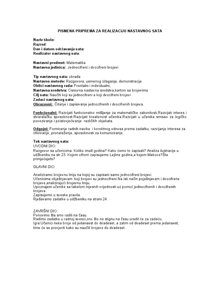 14 Skup Brojeva Do 20 Jednocifreni I Dvocifreni Brojevi | PDF