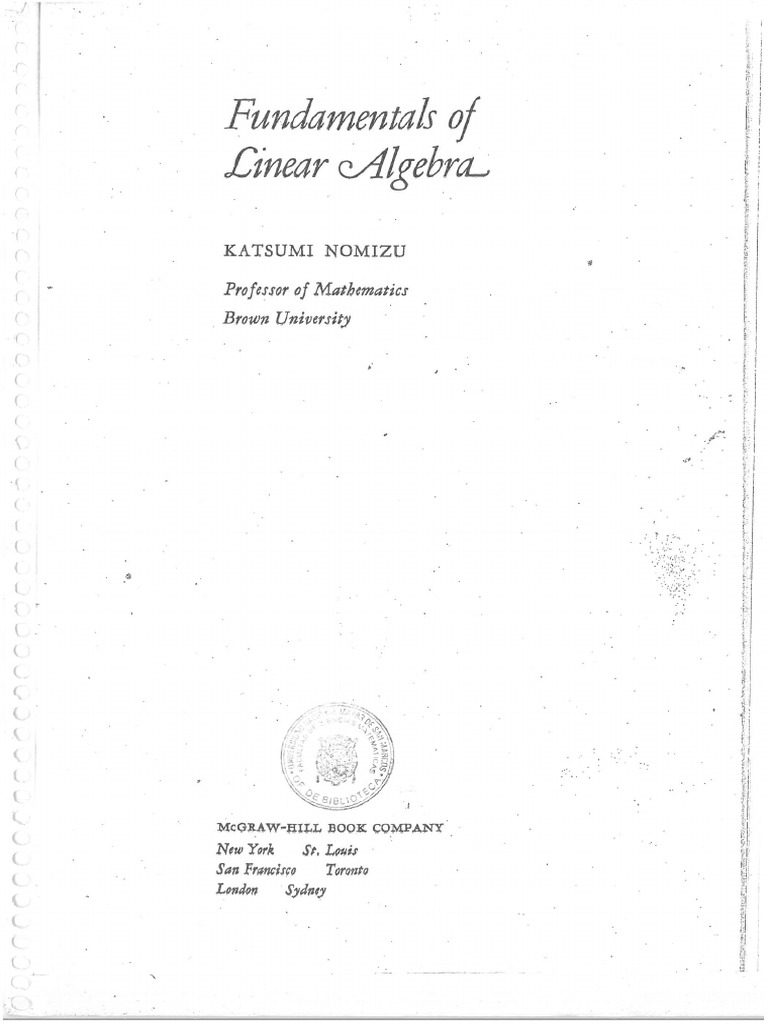 Fundamental of Linear Algebra Katsumi | PDF