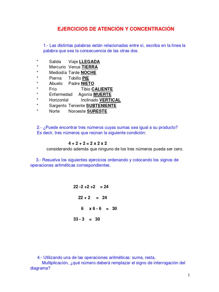 Ejercicios de Atencion y Concentracion | PDF