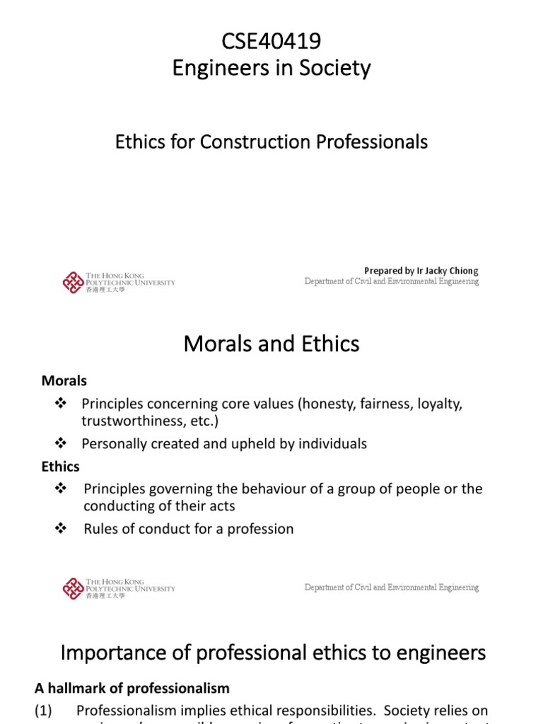 CSE40419 - Ethics by Ir Chiong | PDF | Professional Ethics | Engineer