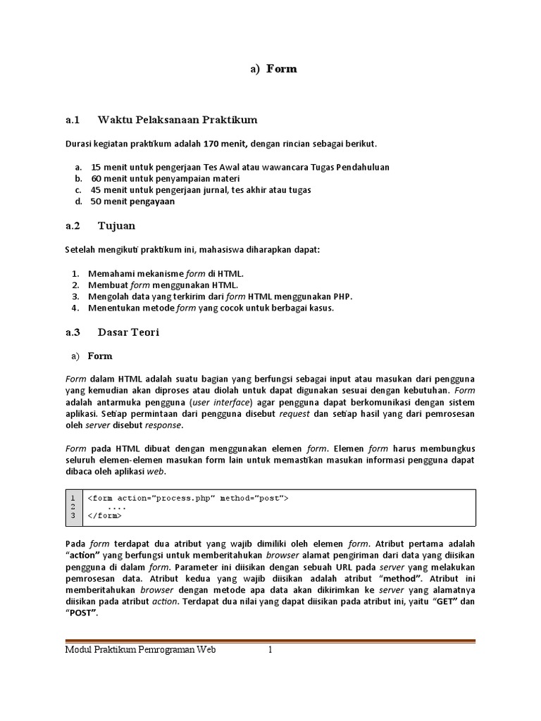 Praktikum Form HTML dan PHP | PDF | Teknologi & Rekayasa