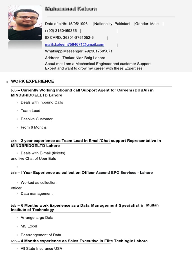Kaleem CV For Job PDF | PDF | Communication