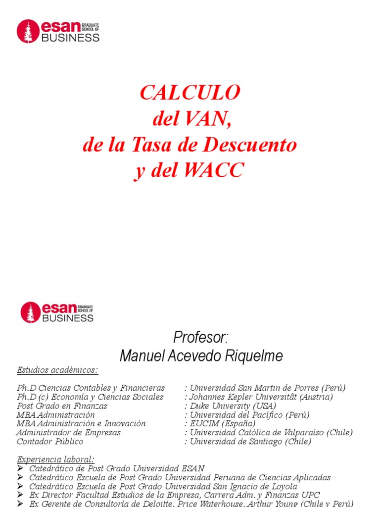 Cálculo de VAN y WACC en Finanzas | PDF | Rentabilidad sobre recursos ...