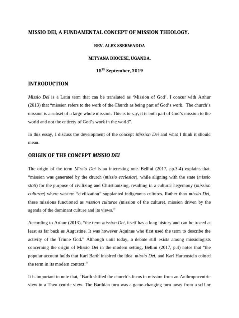 Missio Dei A Fundamental Concept of Miss | PDF | Trinity | Christian ...