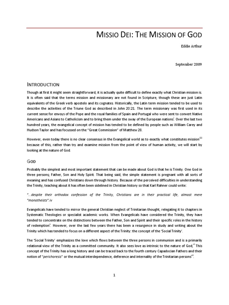 Missio Dei The Mission of God | PDF | Trinity | God The Father