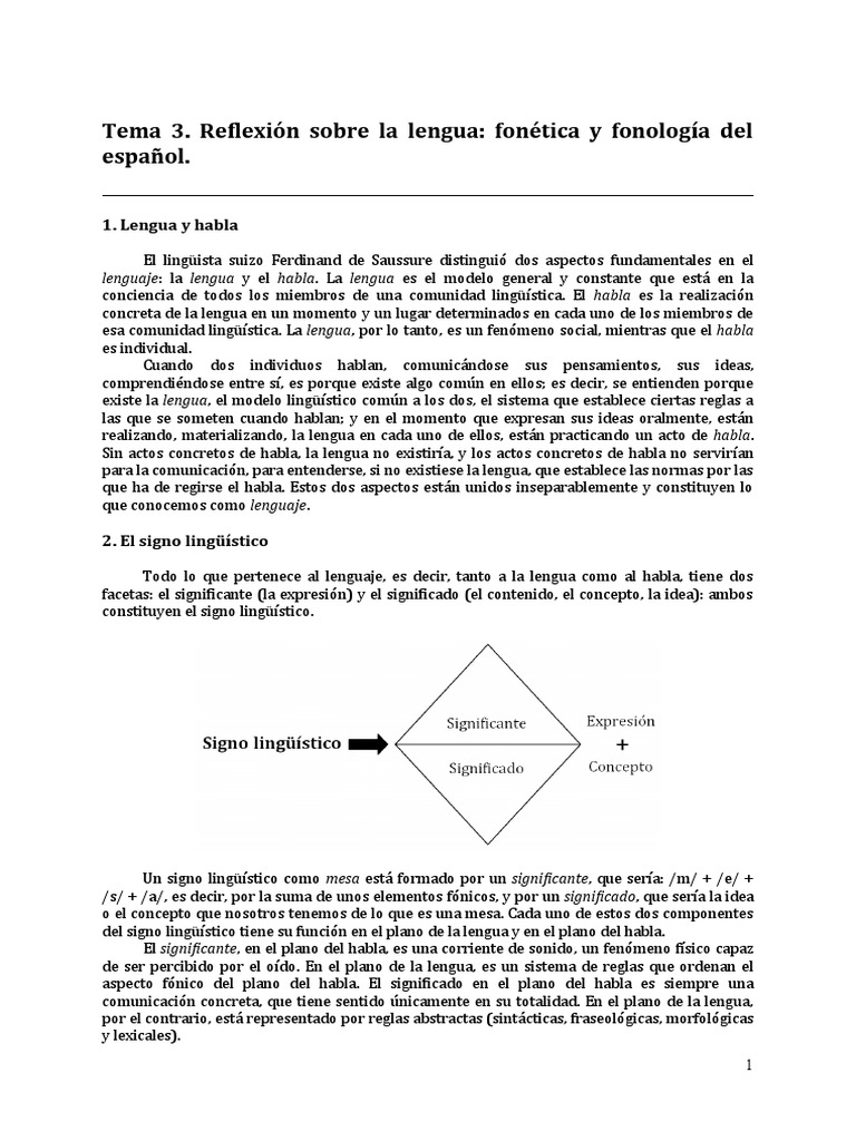 Tema 3 Fonetica y Fonologia Del Español | PDF | Fonética | Vocal