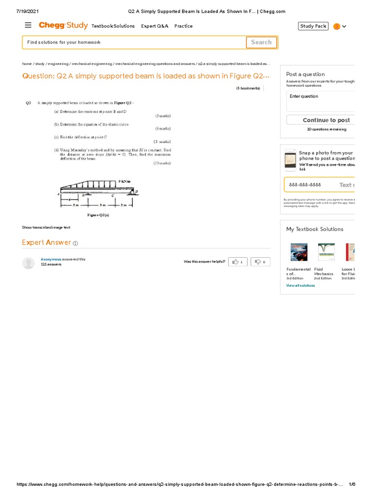 Q2 A Simply Supported Beam Is Loaded As Shown in F... | Download Free PDF | Beam (Structure ...