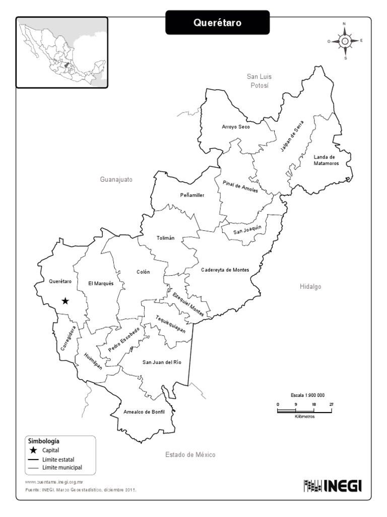 Mapa Político de Querétaro con Nombres | PDF