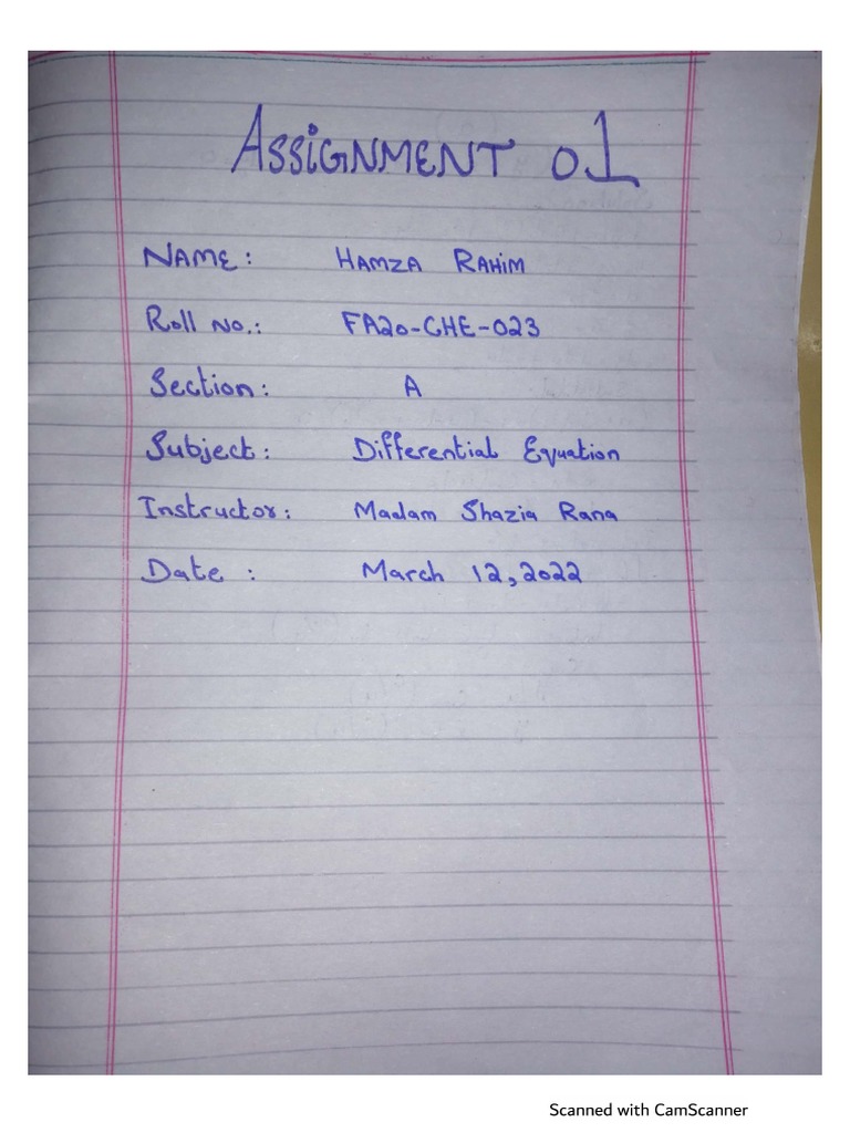 Assignment 1 (FA20-CHE-023) Hamza Rahim | PDF