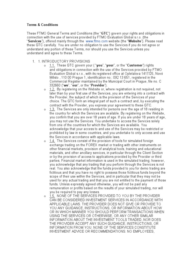 Terms FTMO | PDF | Payments | Fee