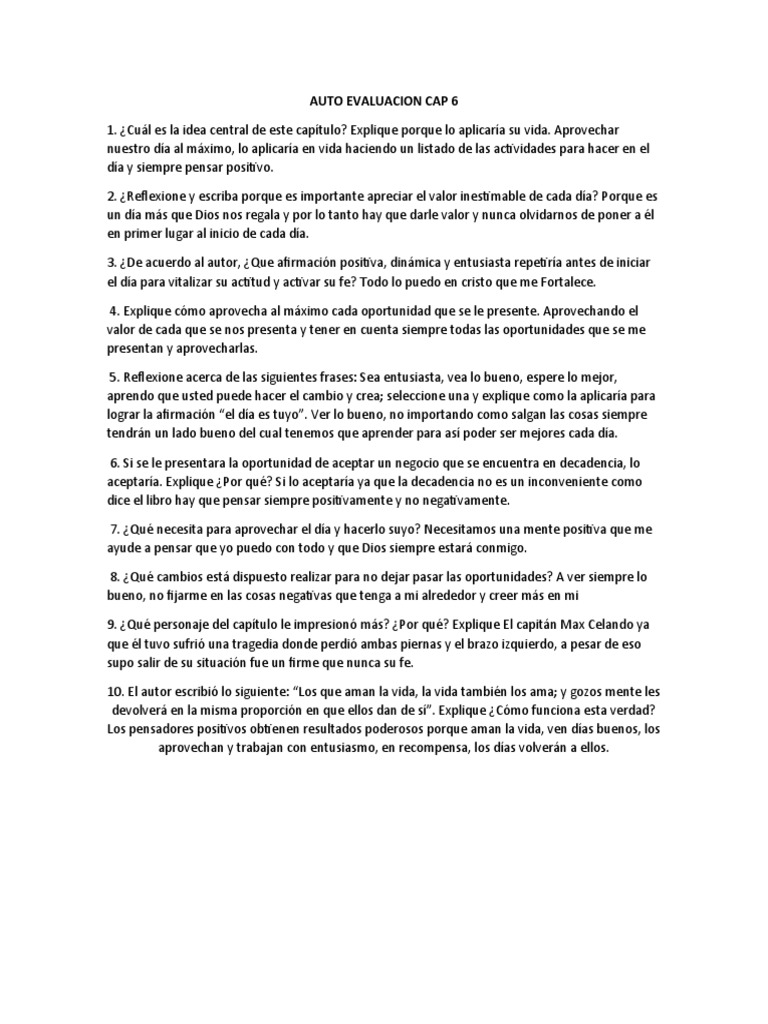 Autoevaluacion Capitulo 6 1 | PDF