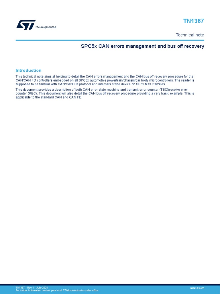 Tn1367 Spc5x Can Errors Management And Bus Off Recovery 