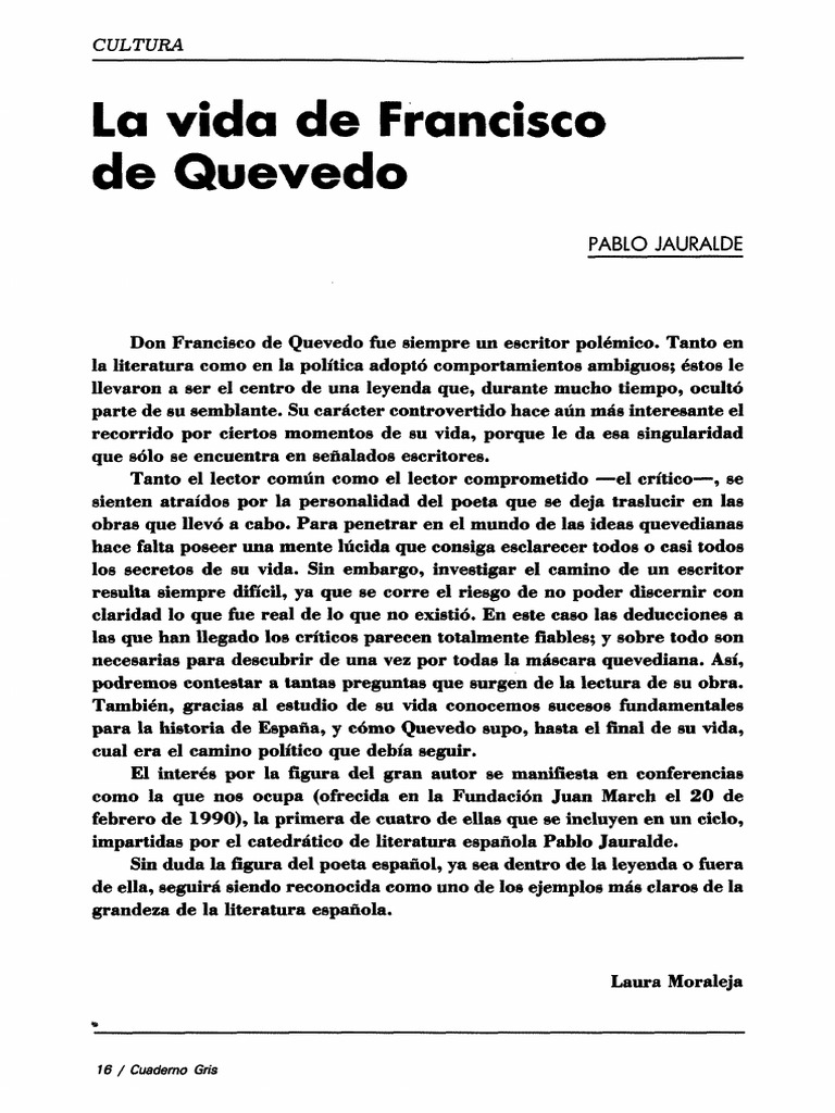 La Vida de Francisco de Quevedo | PDF