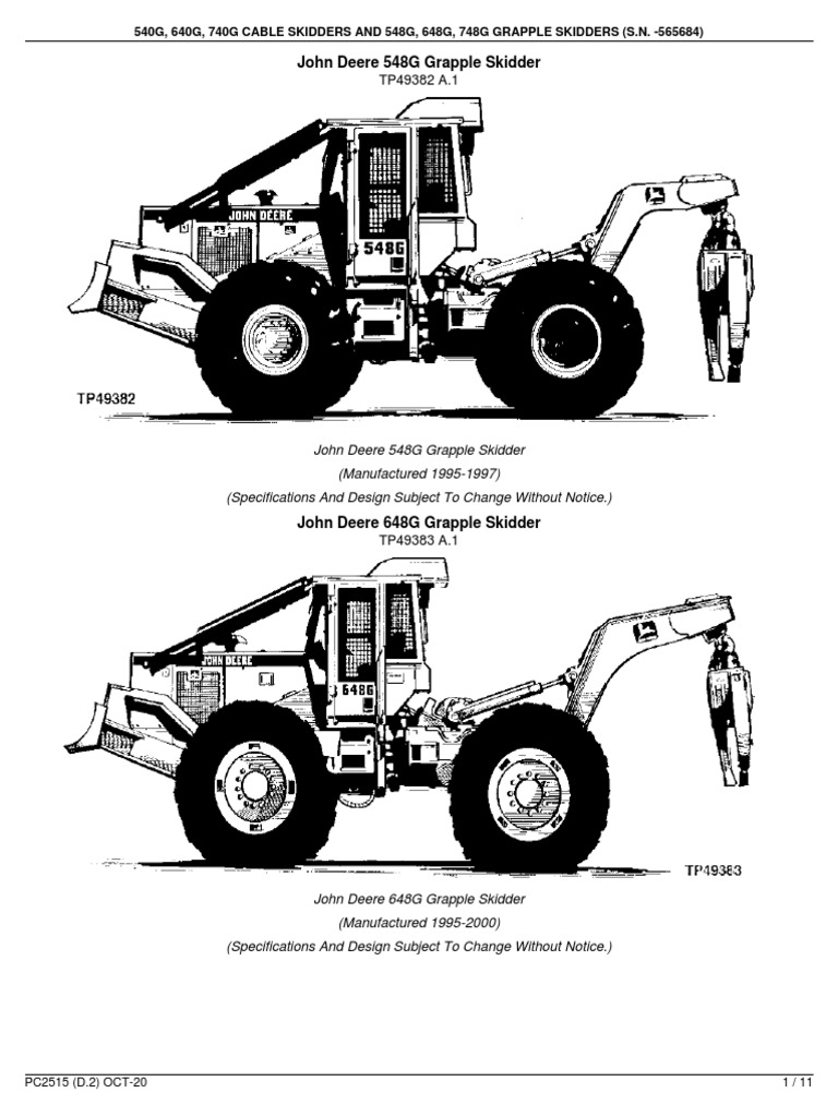 540G 640G 740G Skidders and 548G 648G 748G Grapple Skidders S N 565684 ...