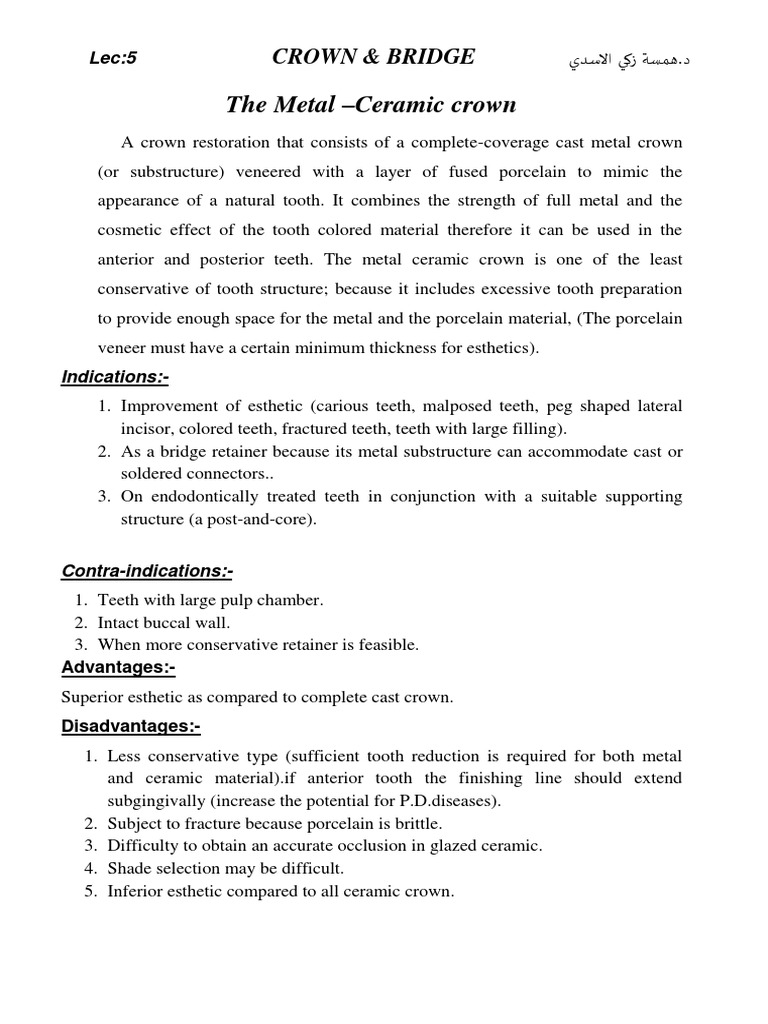 Metal Ceramic Crown | PDF | Dentistry Branches | Mouth