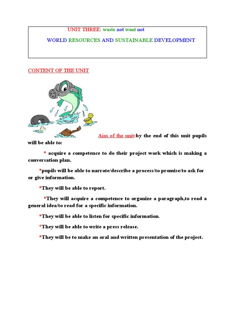 Unit 3 Waste Not Want Not 2as | PDF | Teachers | Lesson Plan