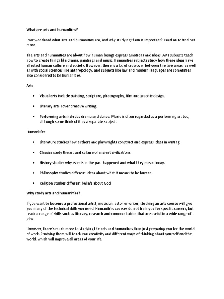 What Are Arts and Humanities | PDF | Humanities | The Arts