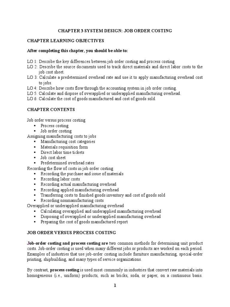 Chapter 3 Job Order Costing | PDF | Debits And Credits | Cost Of Goods Sold