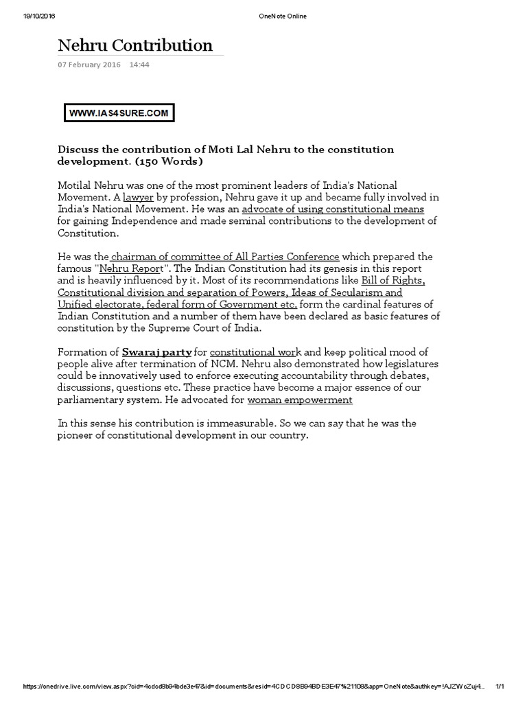 Nehru Contribution | PDF