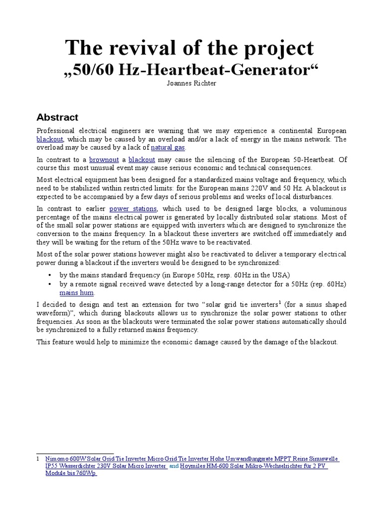 The Revival of The Project 50-60 HZ Heartbeat-Generator" | PDF | Mains ...