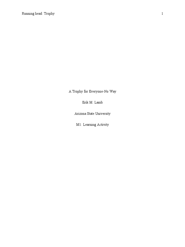 The Case Against Participation Trophies | PDF | Motivation | Motivational