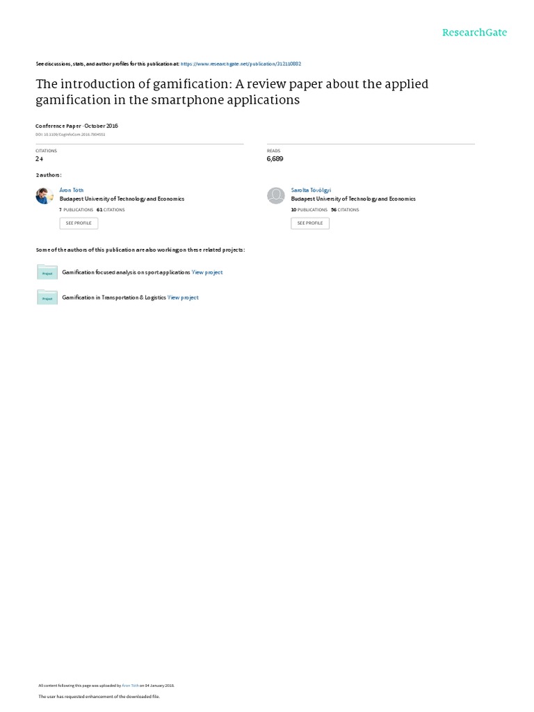 The Introduction of Gamification A Review Paper Ab | PDF | Motivation ...