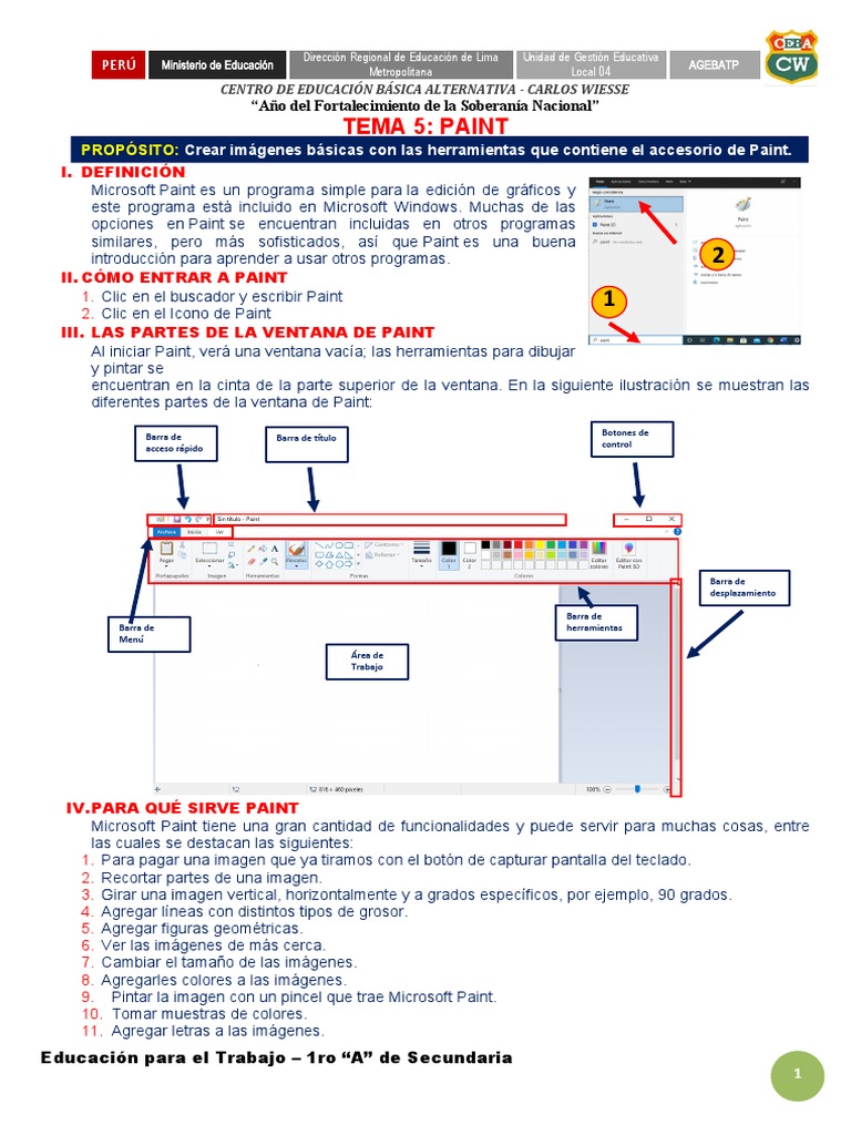 TEMA 5 - 1RO A (Paint) | Descargar gratis PDF | Ventana (informática ...