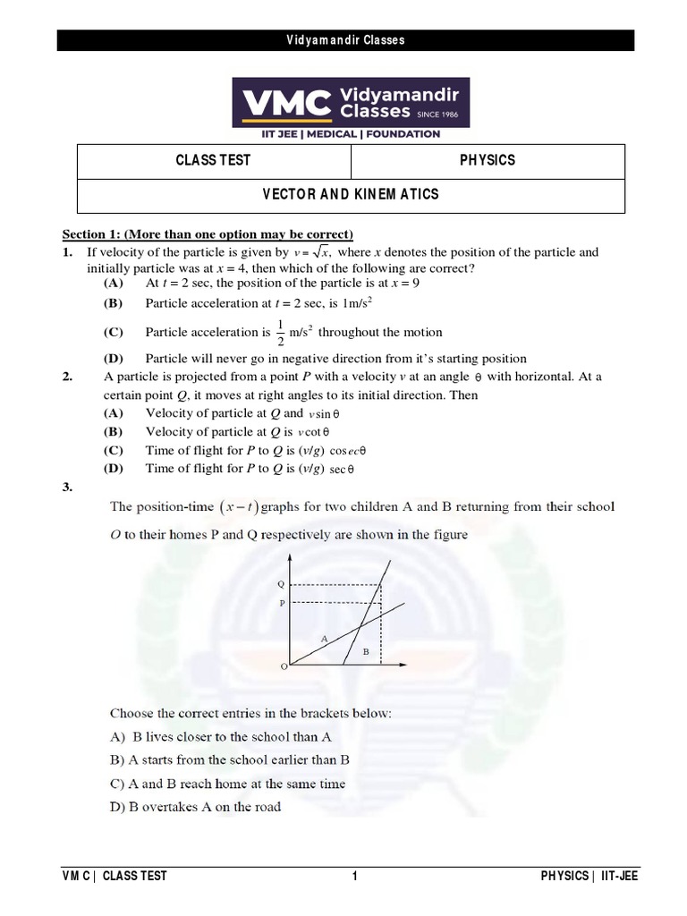 87 Vector and Kinematics - Q | PDF | Velocity | Acceleration