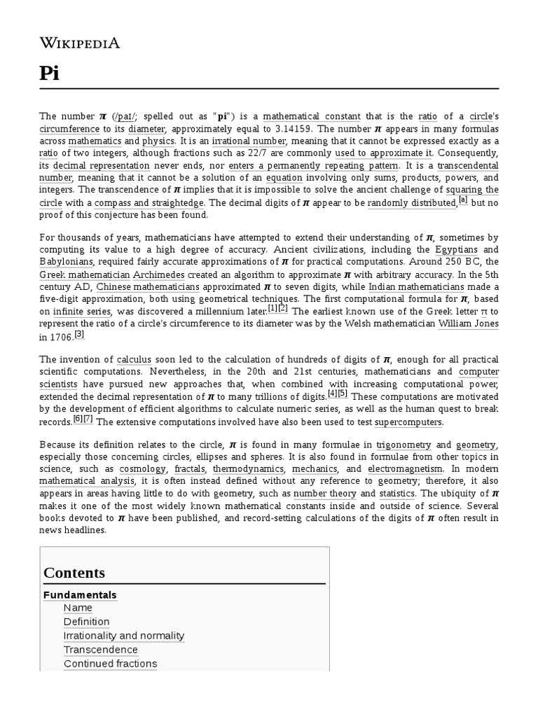 Fundamentals | PDF | Pi | Numbers