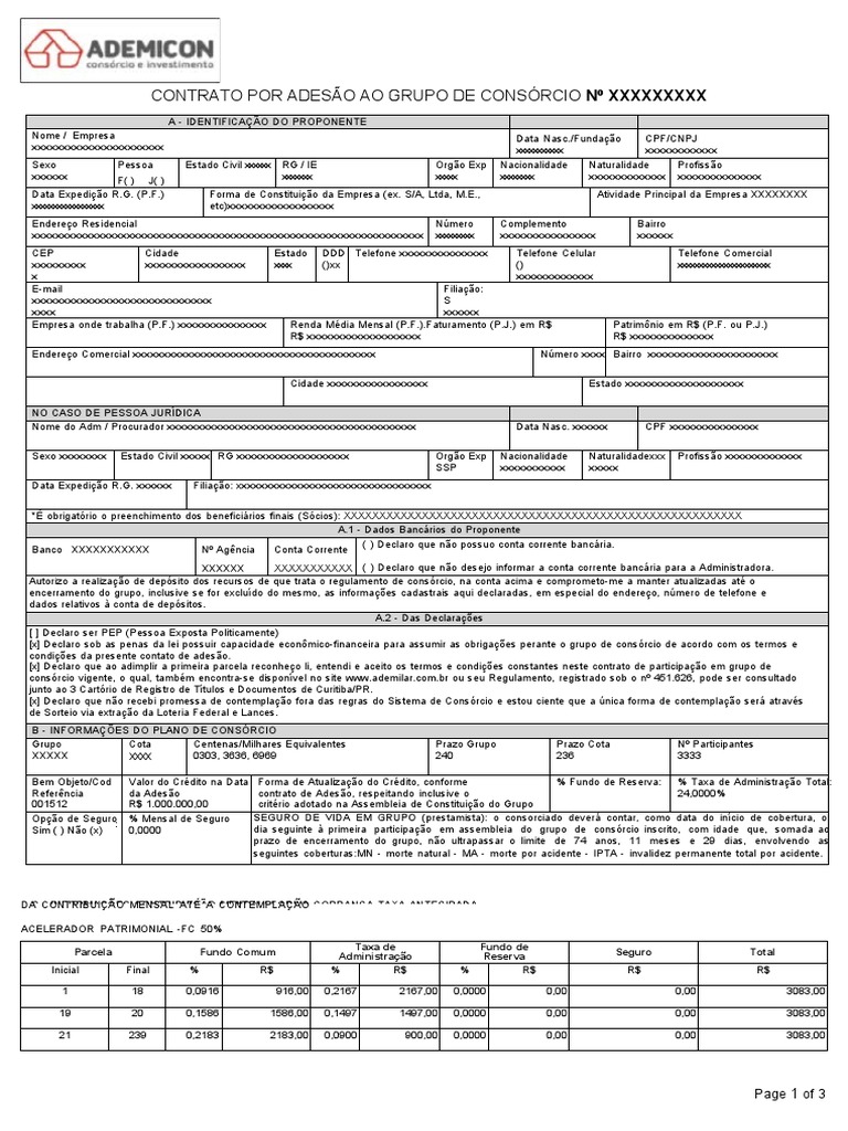 Modelo de Contrato - Novo | PDF | Consórcio