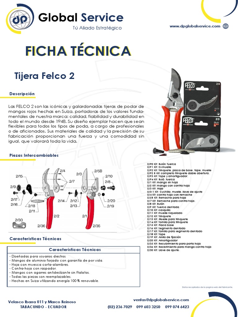 Ficha técnica de la tijera FELCO 2: Detalles y características de un ...