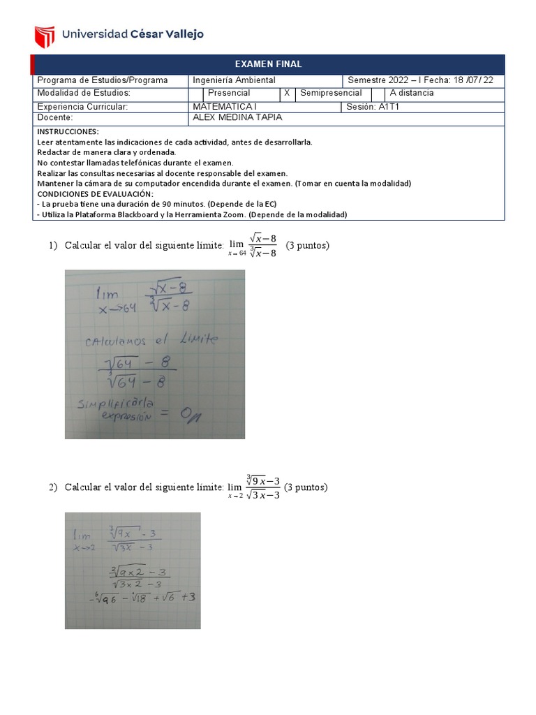 Examen Final 3 | PDF | Prueba (evaluación)
