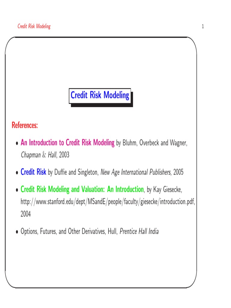 Slides Credit Risk Models | PDF | Value At Risk | Credit Risk