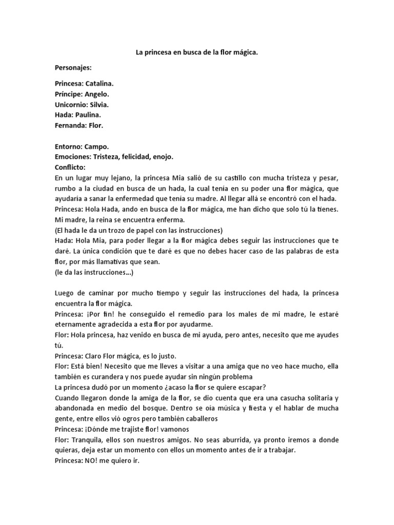 Cuento La Princesa en Busca de La Flor Magica Final | PDF | Unicornio
