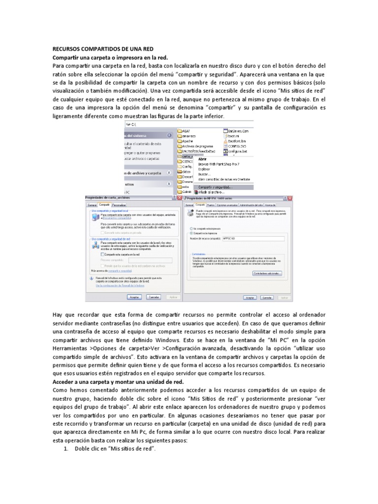 Recursos Compartidos de Una Red | PDF | Red de computadoras | Ventana ...
