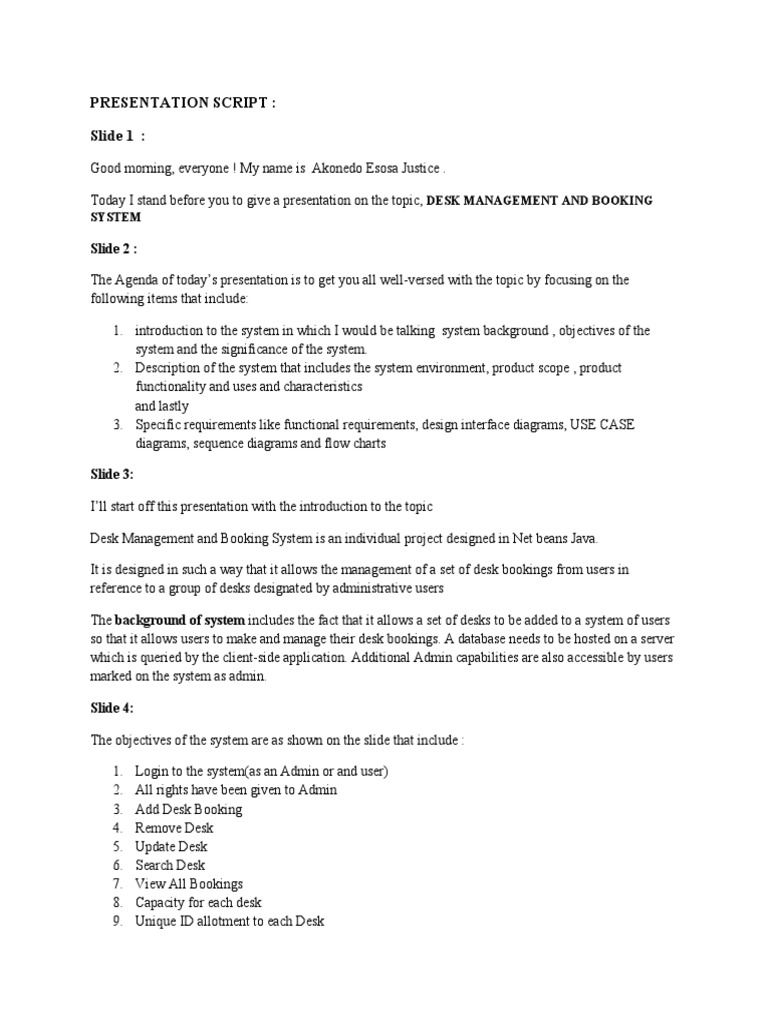 Presentation Script | PDF | Use Case | User (Computing)