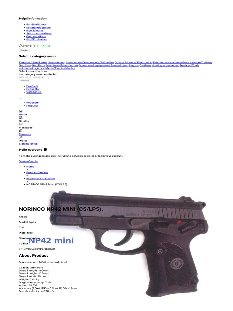 Norinco Pistol Model np42 Mini Cs lp5 | PDF