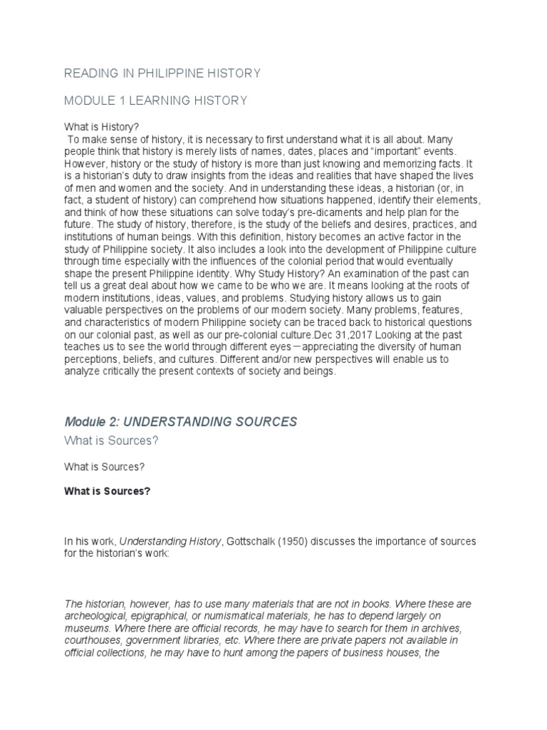 Understanding Philippine History Sources | PDF | History