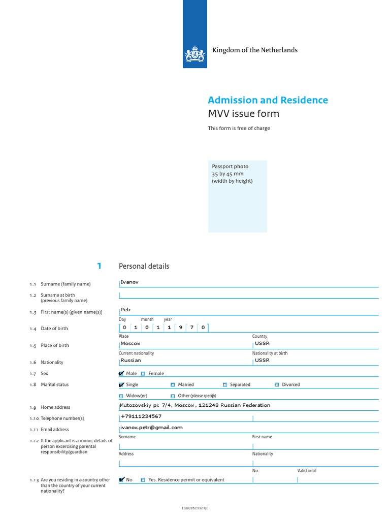MVV Issue Form en Sample 1.1 | PDF | Passport | Nationality