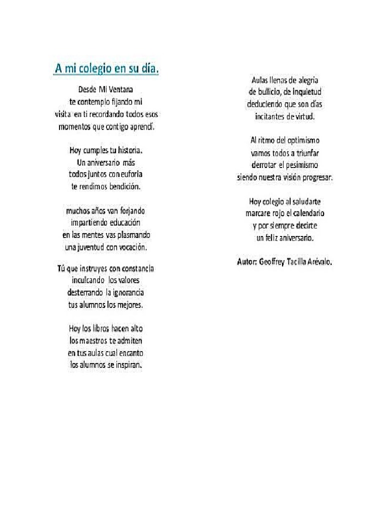 Poema Ala Escuela Pdf