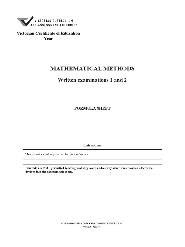 Maths Formula Sheet | PDF | Area | Volume