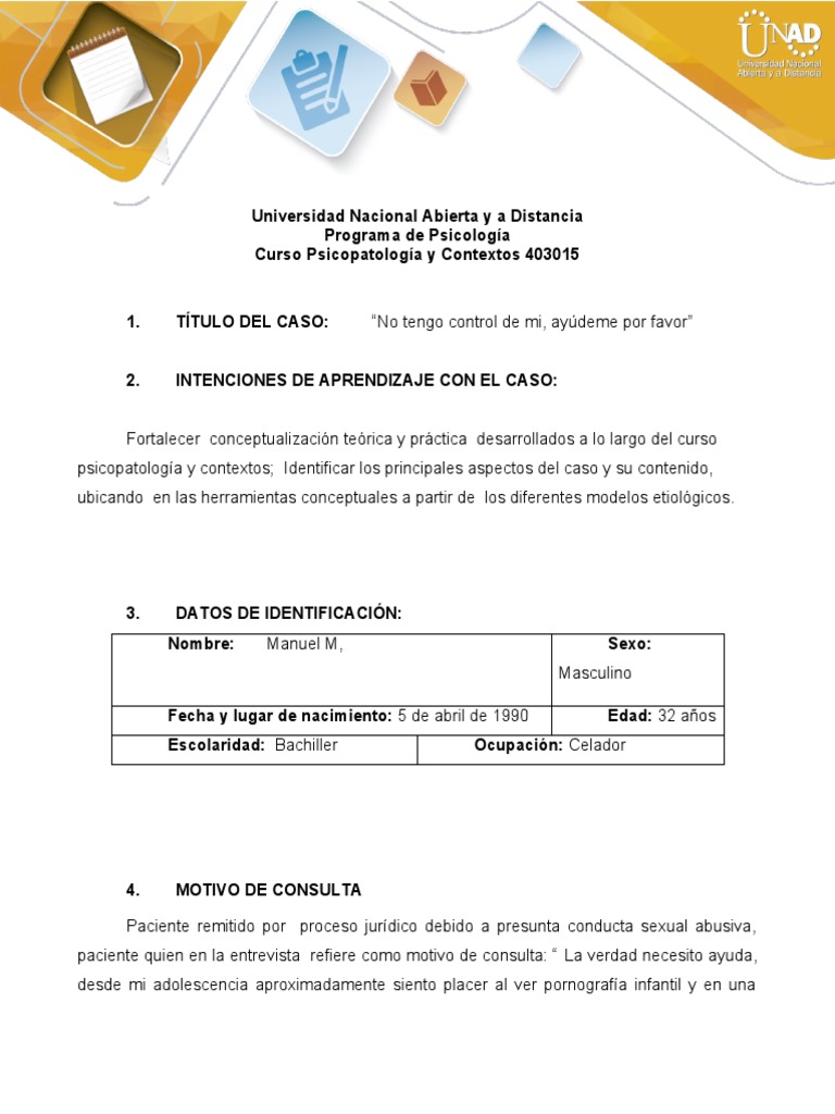 Caso 12. No Tengo Control de Mi 16-4-2022 | PDF | Comportamiento | Las emociones
