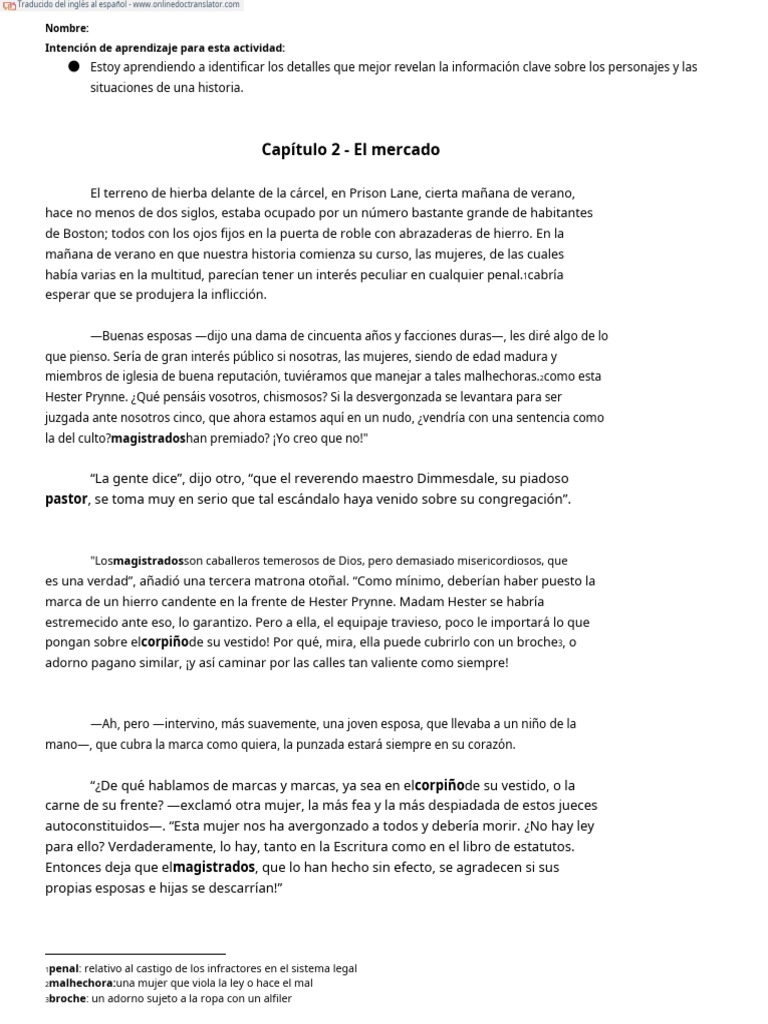 Capitulo 2 de La Letra Escarlata | PDF