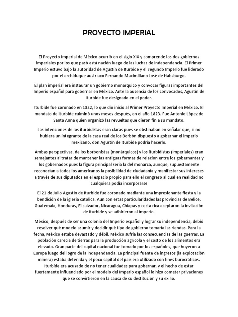 Proyecto Imperial de Iturbide en México | PDF | México