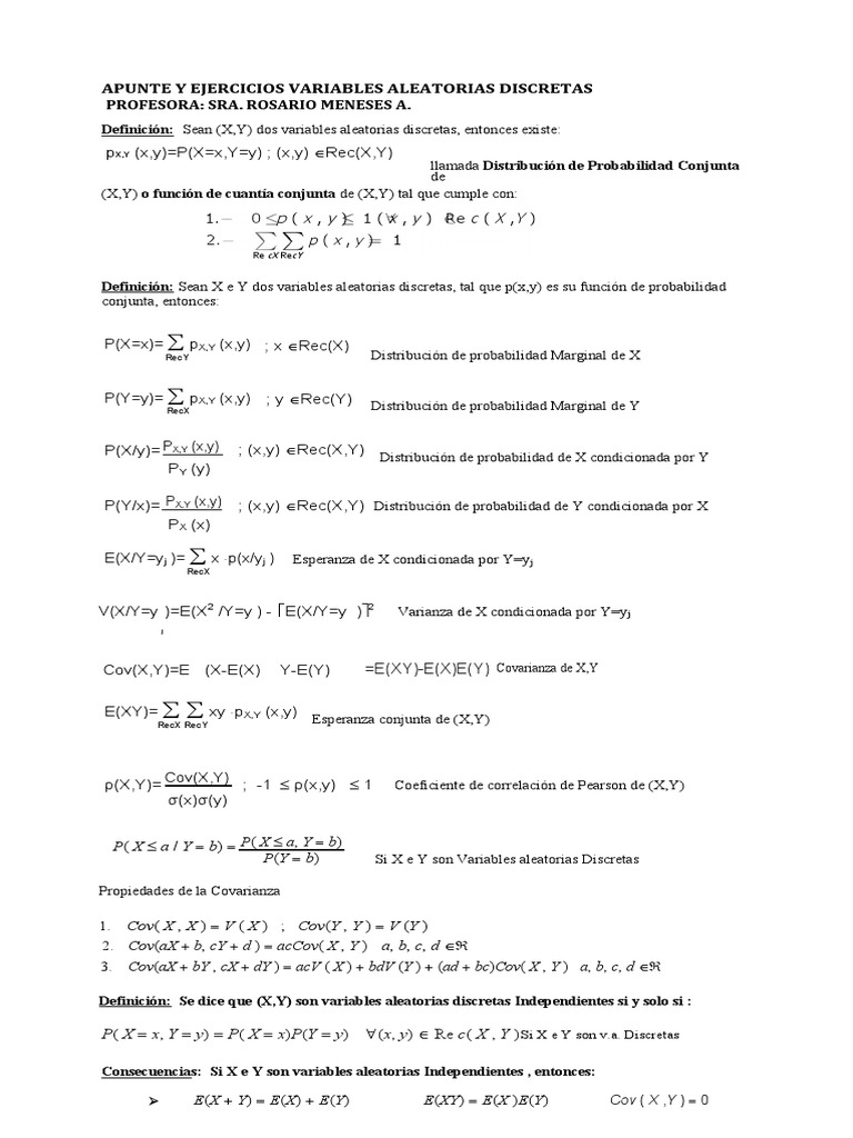 Variables aleatorias discretas: ejercicios y soluciones | PDF | Distribución de probabilidad ...