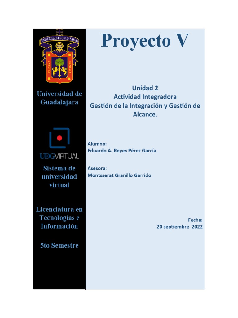 U2 - Act Integradora - Gestión de La Integración y Gestión de Alcance | PDF | Aplicación movil ...